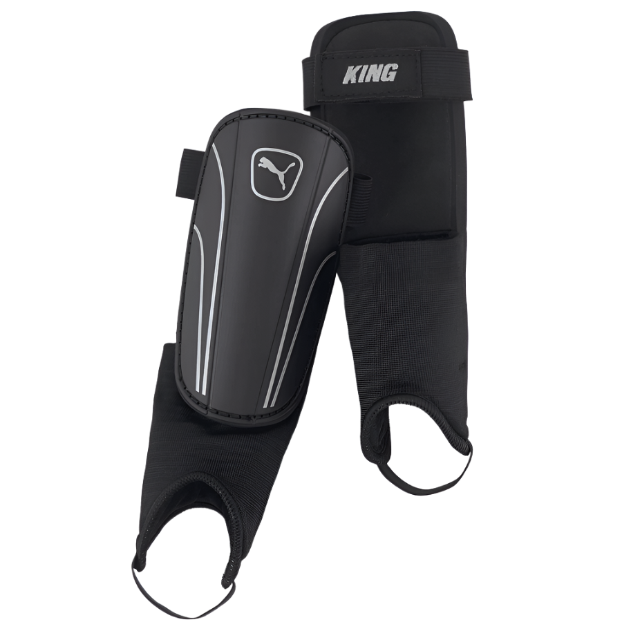 Puma King Ankle Football Shinguards Black/Silver - Donaghys