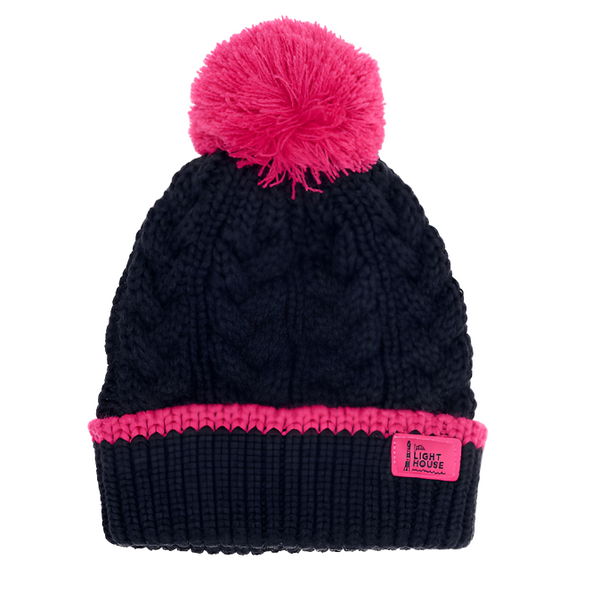 Lighthouse Girls Bobble Hat Bobbie Bright Pink/Navy - Donaghys